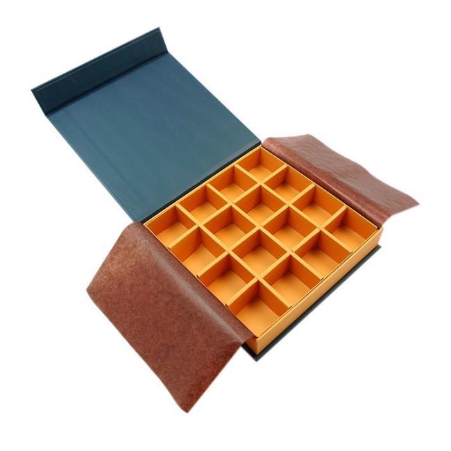 China Wholesale Custom Designed Embossed Texture Art Paper Pasted Cardboard Two-Layer Chocolate Candy Book Style Magnetic Packaging Gift Box with Compartment