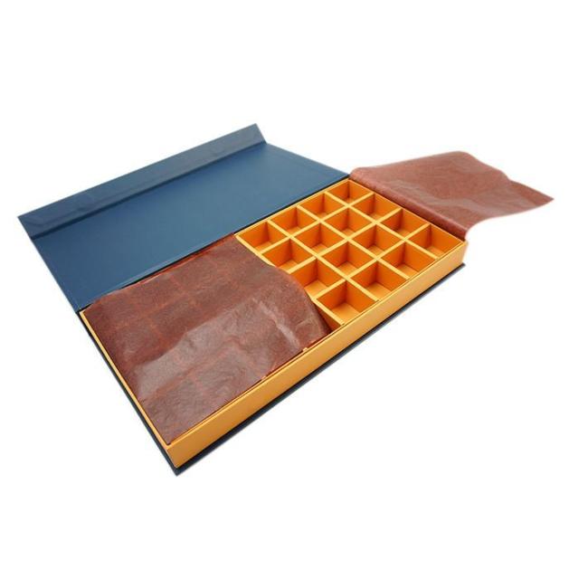 China Wholesale Custom Designed Embossed Texture Art Paper Pasted Cardboard Two-Layer Chocolate Candy Book Style Magnetic Packaging Gift Box with Compartment