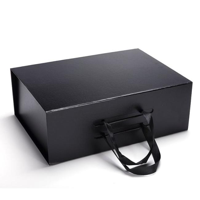 Custom Ribbon Cosmetic/Dress/Shoe/Toy Packaging Magnetic Folded Flat Paper Cardboard Packing Gift Boxes