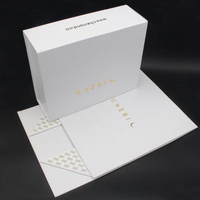 China Hot Foil Gold Logo Folding Gift Box Cardboard Carton Collapsible Packaging Boxes for sale