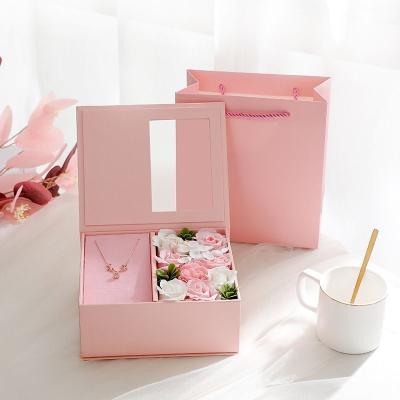 China Rigid Cardboard Jewelry Flower Gift Packaging Box Custom Logo Printing for sale