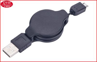 China Flat PVC Retractable Charger Cable USB 2.0 to Micro 5 pin Sync Data Cable 100cm for sale