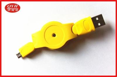 China 0.8M Yellow Retractable Micro USB Cable Two Way For Computer Charging for sale