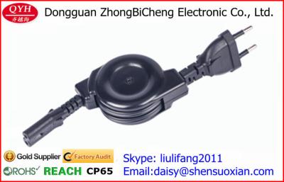 China Medical Grade 2 Bare Wires Retractable Power Cord Two Pin Figure 8 female plug for sale