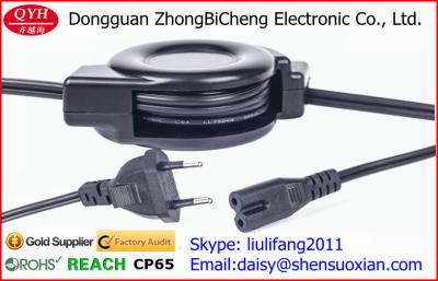 China Male To Female Retractable Power Cord , European Standard AC Power Cord for sale