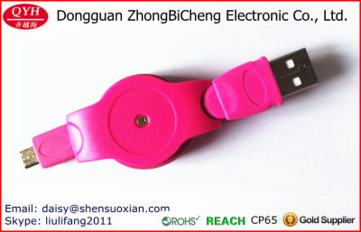 China USB Colorful Retractable Micro Battery Charger Data Cable For Android Cell Phone for sale