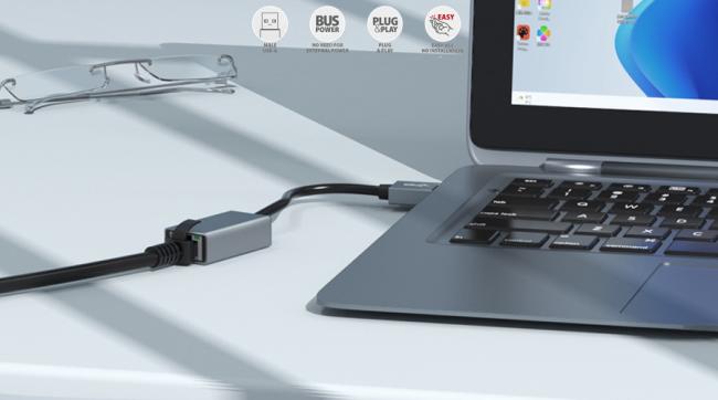 MSLFORCE USB 3.2 Gen 1 Gigabit Ethernet Adapter - compact aluminum design