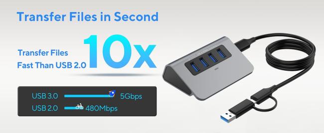 Close-up view of USB hub ports and construction details