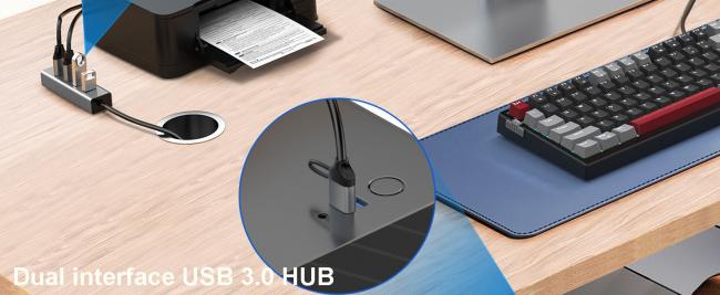 MSLFORCE Dual Interface USB 3.0 Hub with Card Reader showing compact design and multiple ports