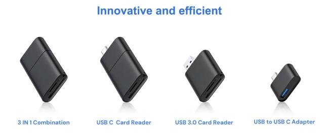 MSLFORCE 3-Mode Card Reader Adapter showing multiple connection options