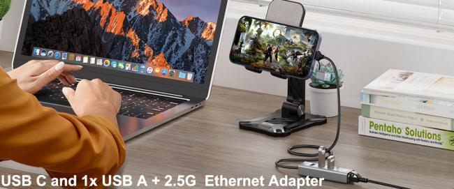 MSLFORCE 4-in-1 Dual Port USB A and C 2.5G Ethernet Adapter