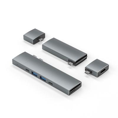 China OEM ODM 7 In 2 USB C HUB Oxidation Grey USB Expansion Port ROHS for sale