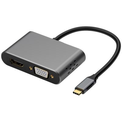 China USB C To HDMI Hub 4K 60Hz Or VGA 1080P USB C Expansion Port for sale