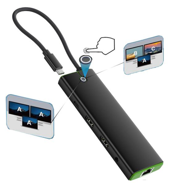 Quality 10in1 USB C Multiport Hub Dual 4K 60Hz HDMI For Workstations for sale