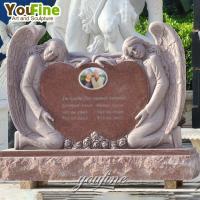 Quality Large Custom Factory Price Pink Granite Double Heart Tombstone Headstones for sale