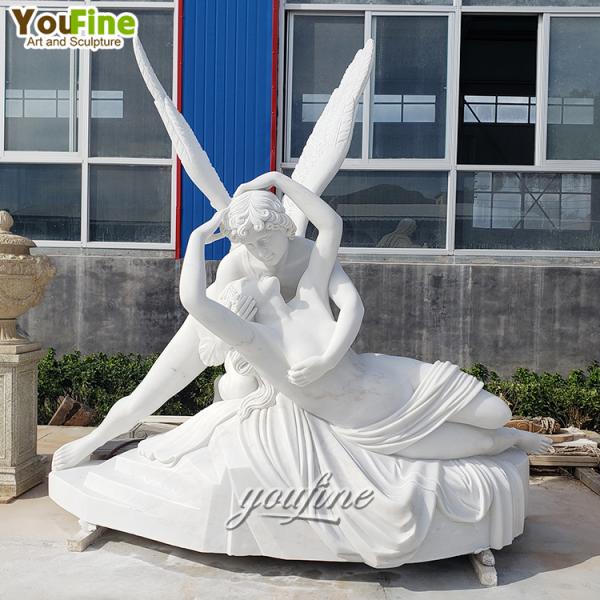 Quality Hand Carved Famous Life Size Outdoor Marble Cupid and Psyche Sculpture Statue for sale
