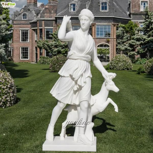 Quality Wilderness Goddess Garden Decor Marble Sculpture Statue Artemis for sale