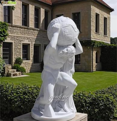 China Greek Titan Holding Globe Statue Atlas Marble Sculpture for sale