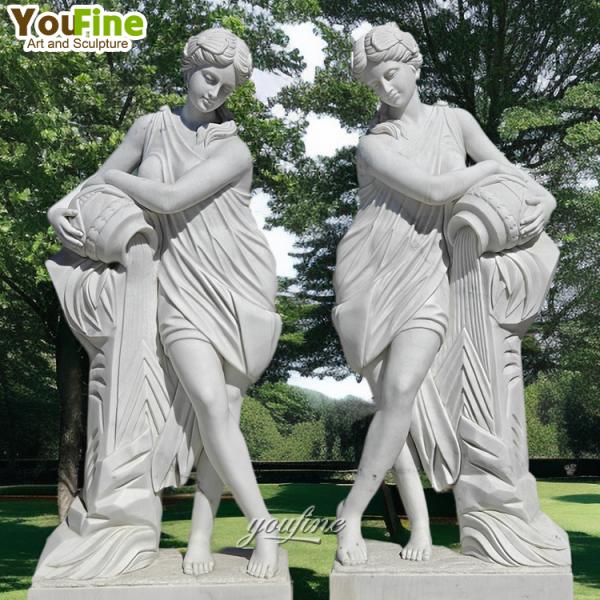 Quality Decorative Real Size Natural Nude Woman the Divine Water Goddess Garden Marble Statue for sale