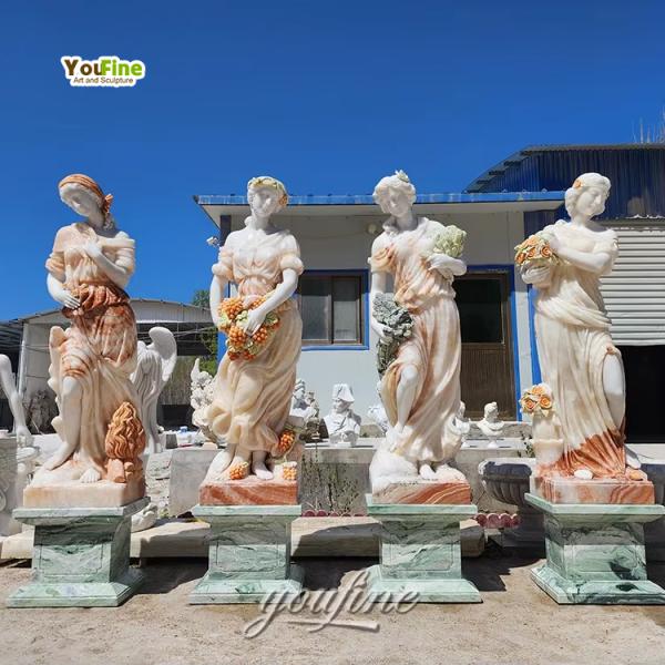 Quality Outdoor Garden Life Size Carved Ladies Sculptures Lady Coloured 4 Seasons Marble Statues for sale