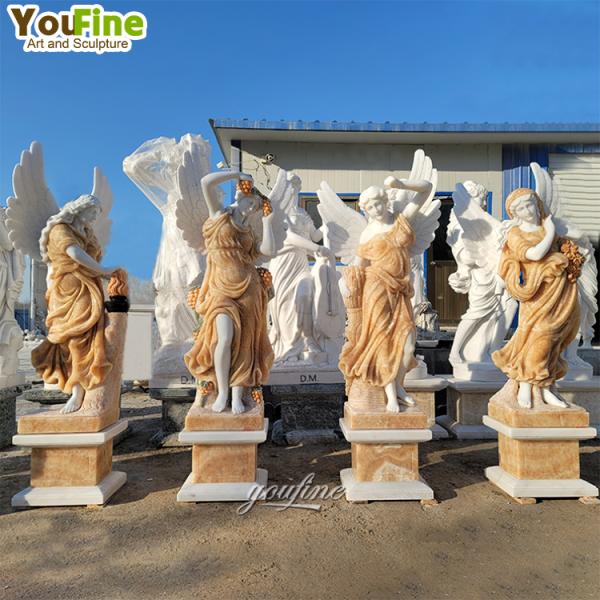 Quality High-Quality Outdoor Garden Decor Life Size White Stone Sculpture Suppliers Four Seasons Marble Statue Woman for sale