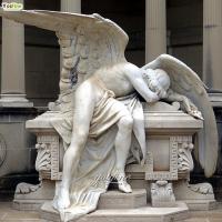 Quality Hand Carved Carving White Sculpture Marble Sleeping Angel Statue for sale