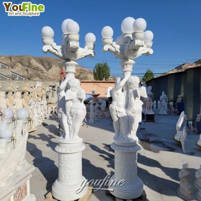 China Life Size White Marble Figure Stone Sculpture for Garden Sexy Lady Lamp for sale