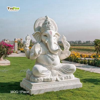 China Hand Carved Garden Decor Marble Life Size Ganesha Statue Outdoor for sale