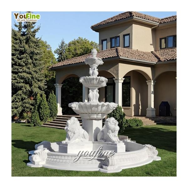 Quality Garden Hand Carved Outdoor Prices of Marble Lion Fountains for sale