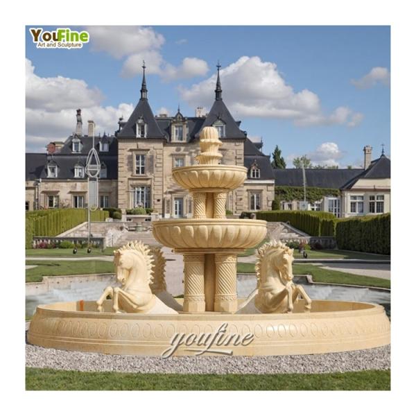 Quality Natural Stone Outdoor Urban Landmark Horse Marble Street Fountain for sale