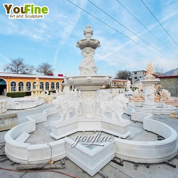 Quality Outdoor Garden Decor Large Stone Marble Lionhead Fountains Statue for Sale for sale