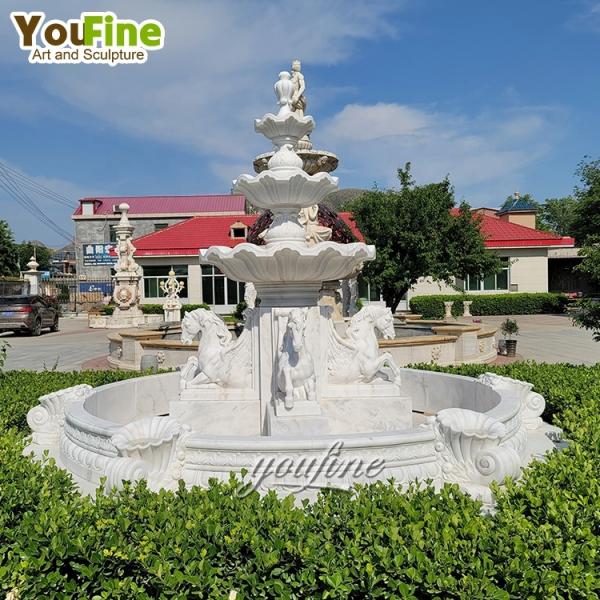 Quality Hand Carved Natural Stone White Marble Horse Fountain Outdoor Garden for Sale for sale