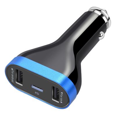 Cina tipo C 30W Eco dell'adattatore del caricatore dell'automobile di USB dei porti 3.1A 3 amichevole in vendita