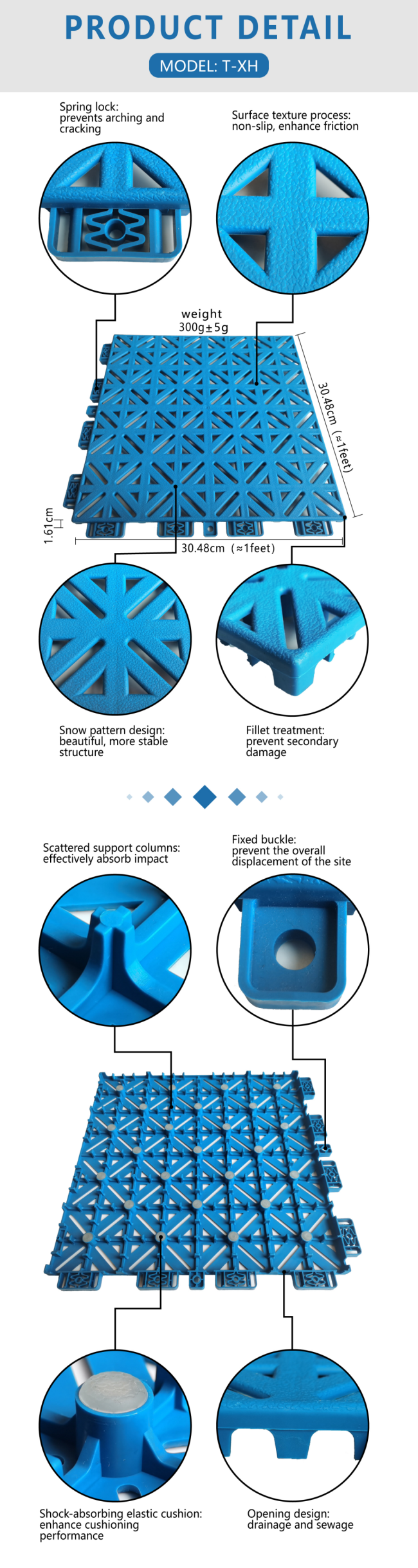 Close-up of sports tile surface texture