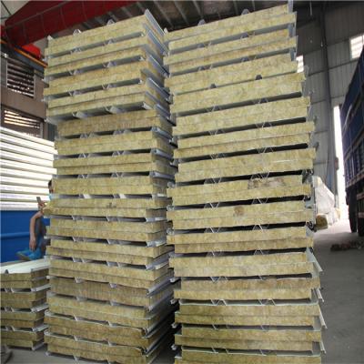 China 0.326mm steel sheet fireproof rock wool sandwich roof panel 5950 x 1150 x 50mm for sale