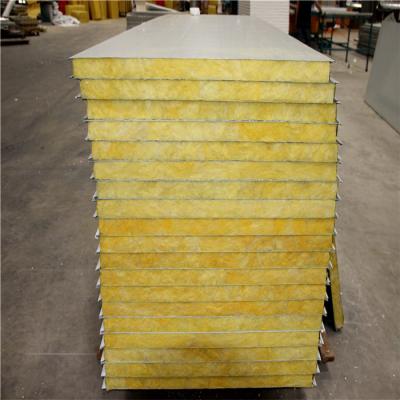 China good sound insulation 35kg / m3 50mm grey white double steel glass wool sandwich panel for sale