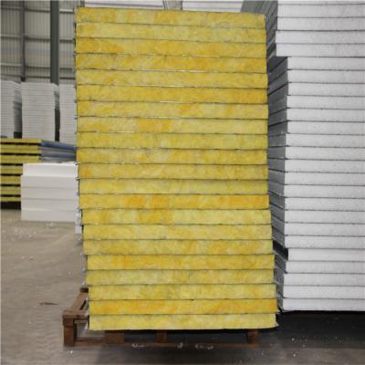 China prefabricated building material 50mm glass wool cold room sandwich panel for sale