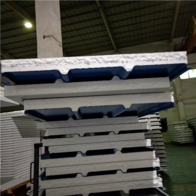 China 75mm blue corrugated eps roof sandwich panel with 0.426mm double steel for warehouse for sale