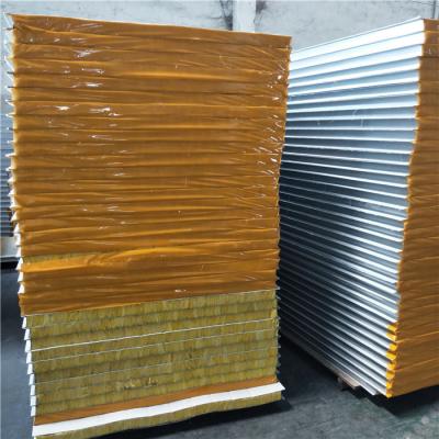 China 0.326-0.476mm rock wool prefab house sandwich panels 2200x1150x50mm for worker camp for sale