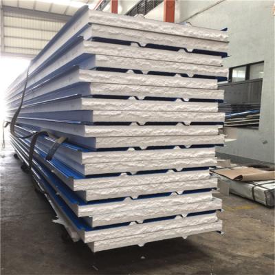 China 14kg blue EPS sandwich roof panel 1050-100-0.426mm used for prefab buildings for sale