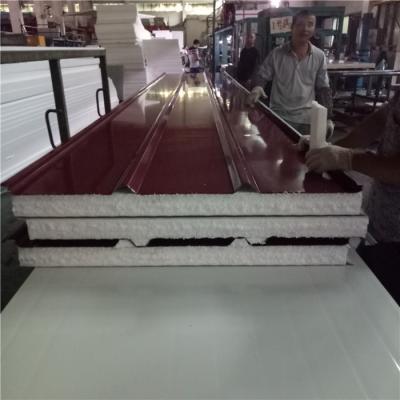 China eps sandwich roof panel 1050-50-0.4mm RAL3005 steel sheet up and RAL9002 down for sale