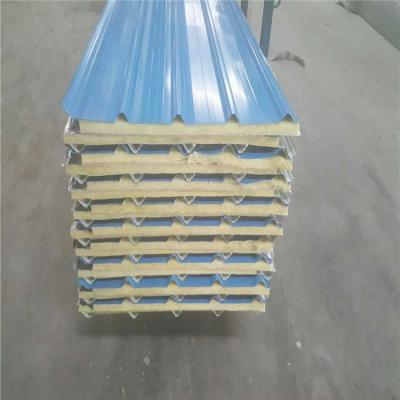 China glass wool sandwich roof panel 840-30-0.426mm blue steel sheet up and silver paper down for sale