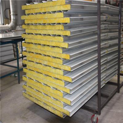 China fireproof corrugated glass wool container house  sandwich wall panel  1150-50-0.376mm for sale