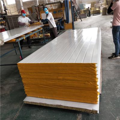 China 11800meters greywhite heat insulation rock wool sandwich wall boards 1150-50-0.376mm for sale
