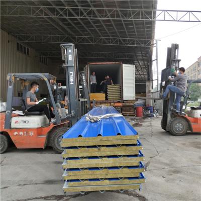 China A grade fire rating 50mm rock wool roof sandwich panel 960-50-0.376mm for warehouse for sale