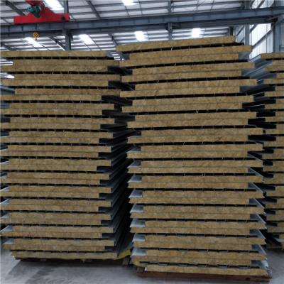 China manufactured prefabricated home 960mm rock wool sandwich roof panels with 0.426mm for sale