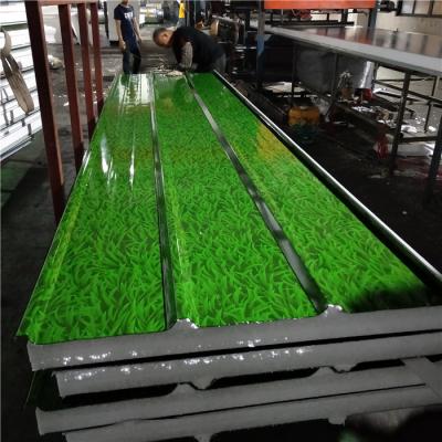 China prefabricated eps sandwich panel green grass garage roof tile 1050-75-0.426mm for sale