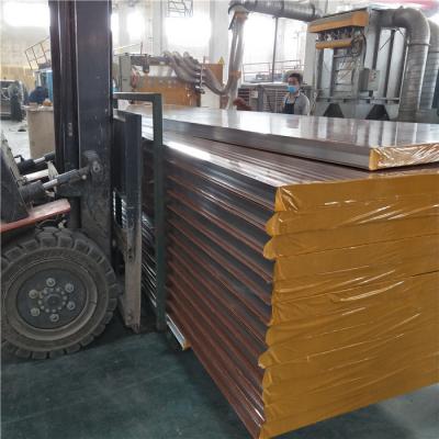 China fireproof styrofoam rock wool wall sandwich panel 1150-75-0.426mm wood grain both side for sale