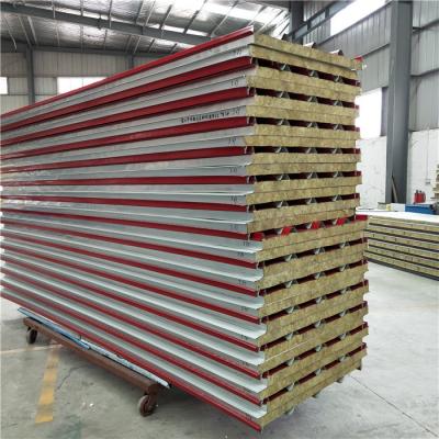 China 3.61 meters 50mm rock wool sandwich roof panel with 0.426mm steel sheet for ready house for sale