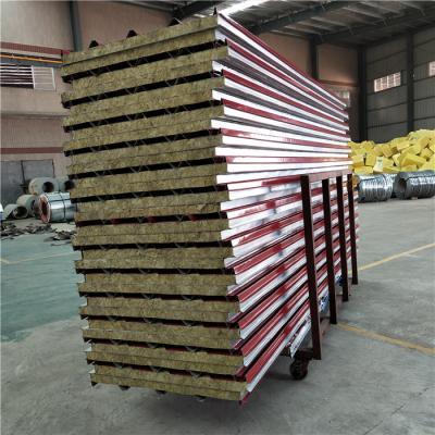 China 960mm steel strip red rock wool sandwich pane with waterproof cap for sale